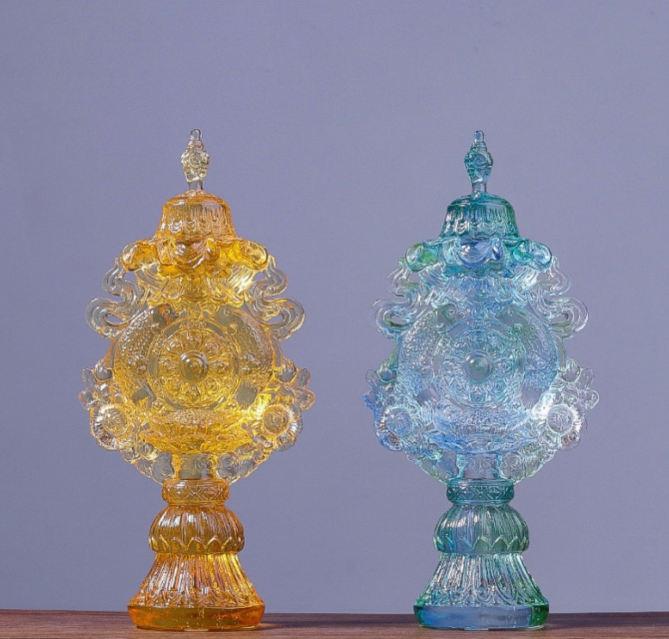 Ancient Craftsmanship LiuLi Glass Eight Auspicious Symbols Buddhist ...